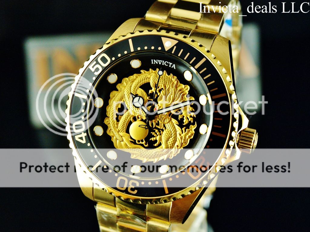 New Invicta Men's 47mm Grand Diver DRAGON AUTOMATIC 18K Gold Plated SS ...